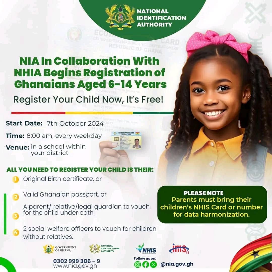 Public Notice: Ghana Card Registration for Ghanaians Aged 6-14 Years ...